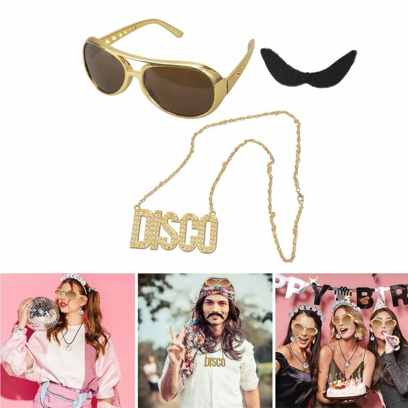 Комплект из 3 предметов, аксессуары для наряда в стиле ретро мужчин-хиппи disco6070s