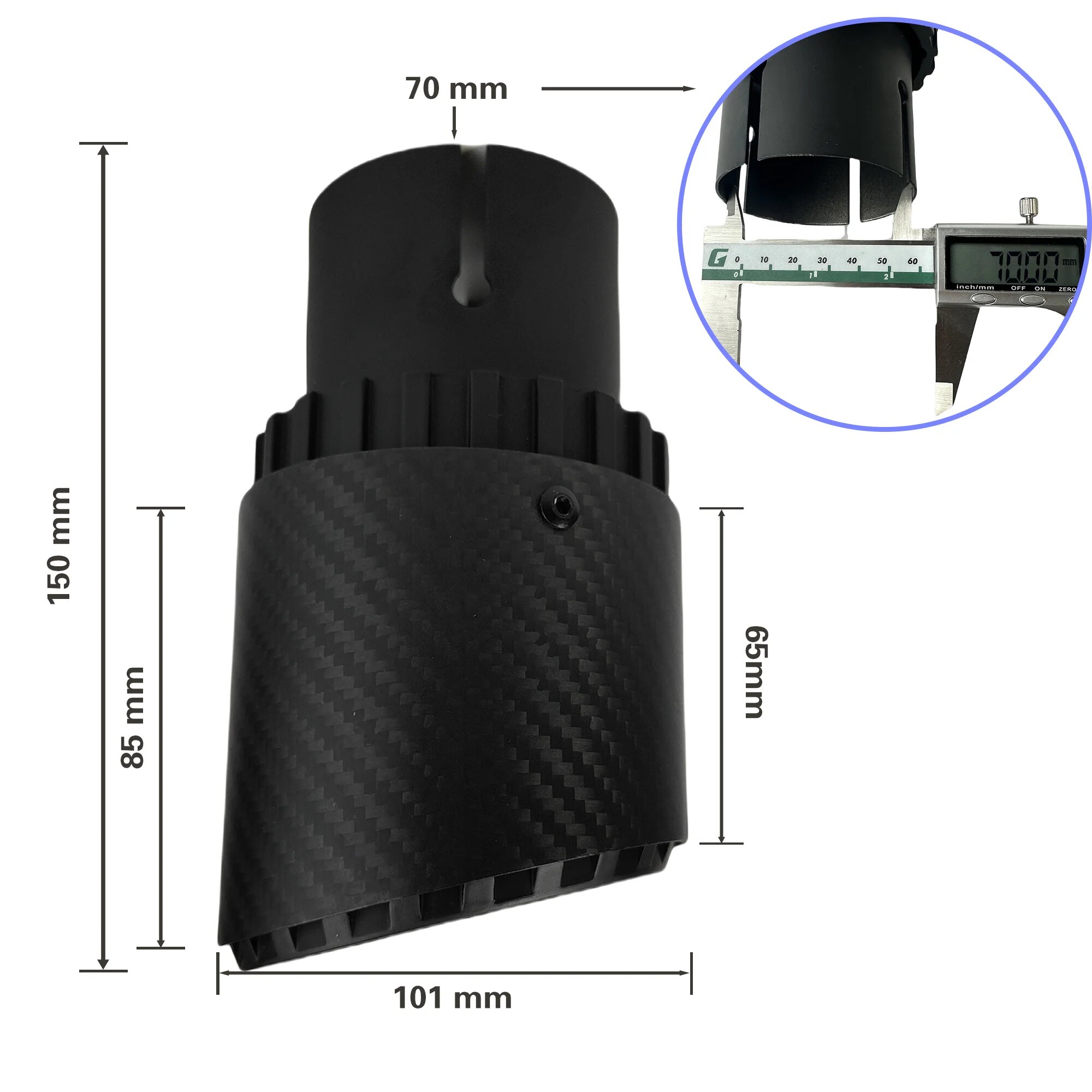 Автомобильный универсальный глушитель из углеродного волокна, хвостовое горло, алюминиевый сплав, черное колесо, одноразовое саржевое матовое выхлопное сопло, наконечник, 70mm-101mm