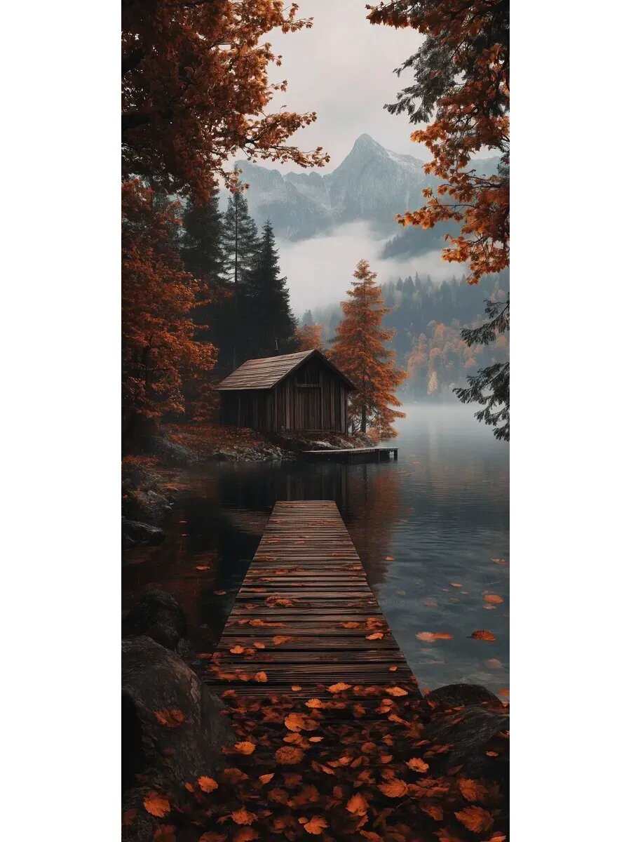 Картина по номерам домик у реки осень