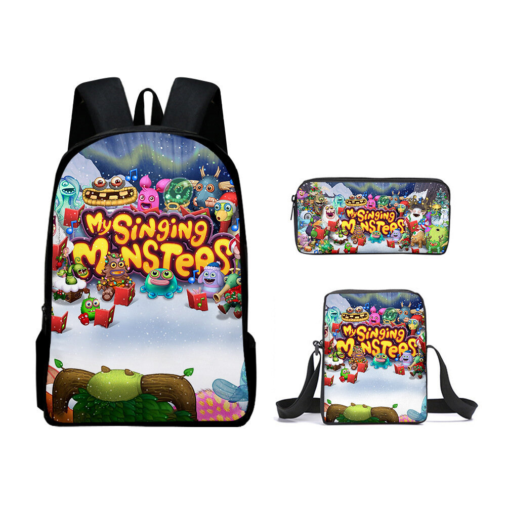3D новый продукт mysinging monsters monster концертный принт детский рюкзак из трех предметов, сумка через плечо, пенал