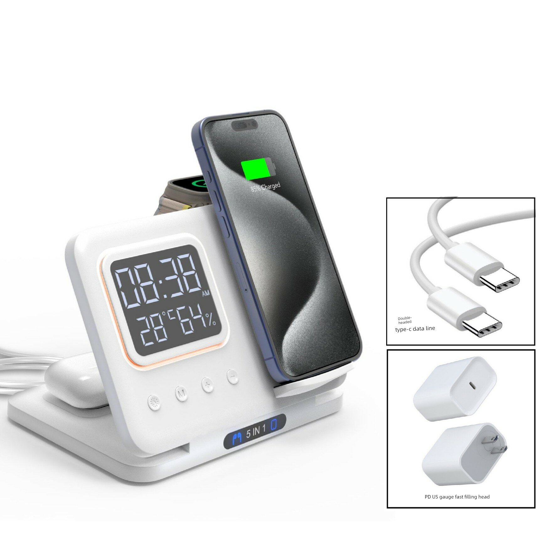 Беспроводное зарядное устройство, подходящее для iPhone 16 Pro Max, Apple 15, Huawei, Xiaomi, телефонов Samsung,