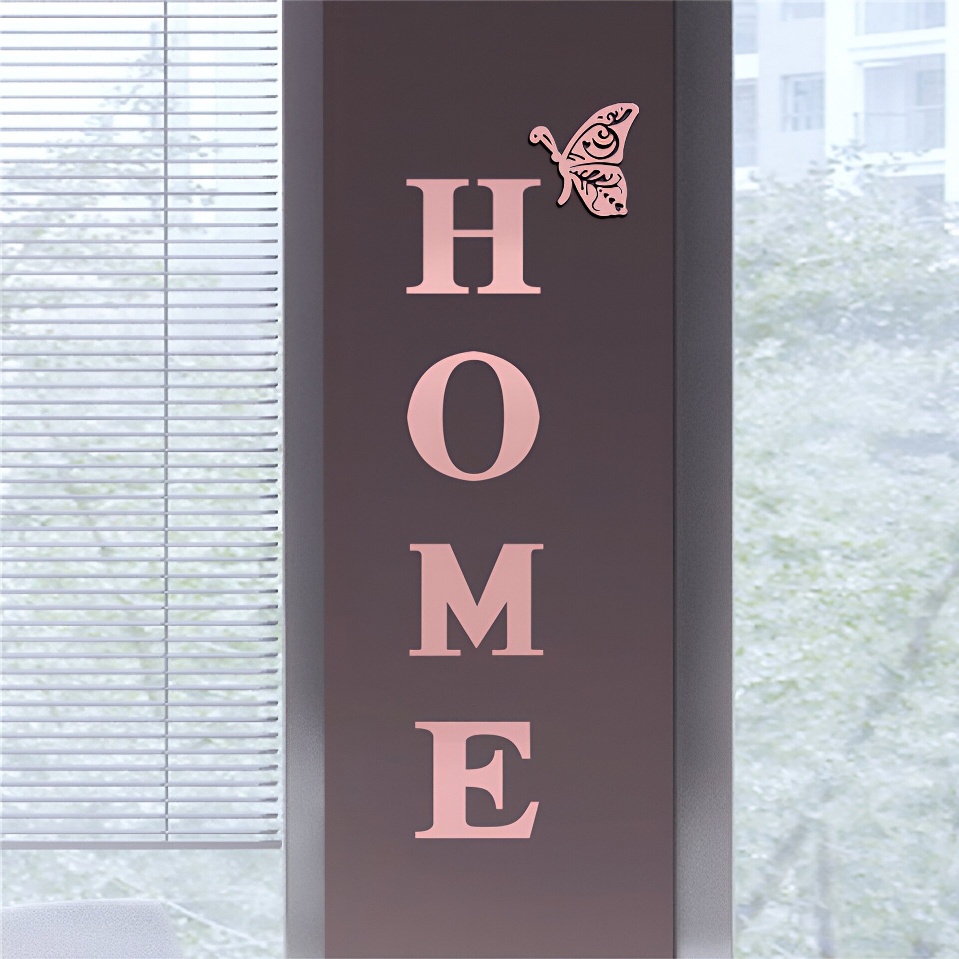 Акриловая зеркальная наклейка на стену в виде бабочки “HOME”