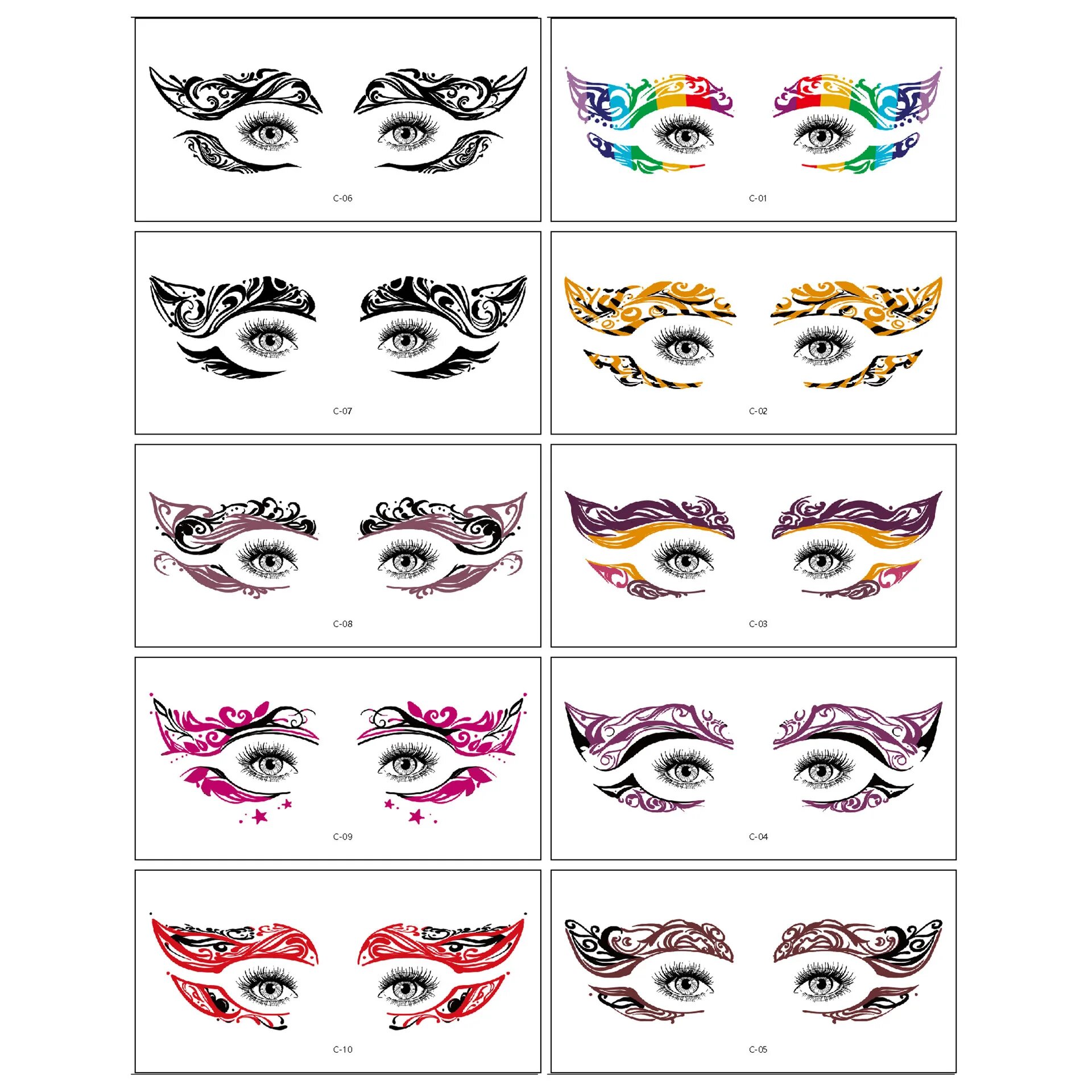 Водостойкие тени для век, татуировки для лица для женщин, подводка для глаз, временные татуировки, наклейки для сценических выступлений на Хэллоуин