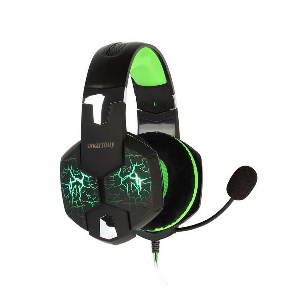 Наушники SmartBuy Taipan SBHG-3100, Bluetooth 5.0, RGB-подсветка, черные, зеленые