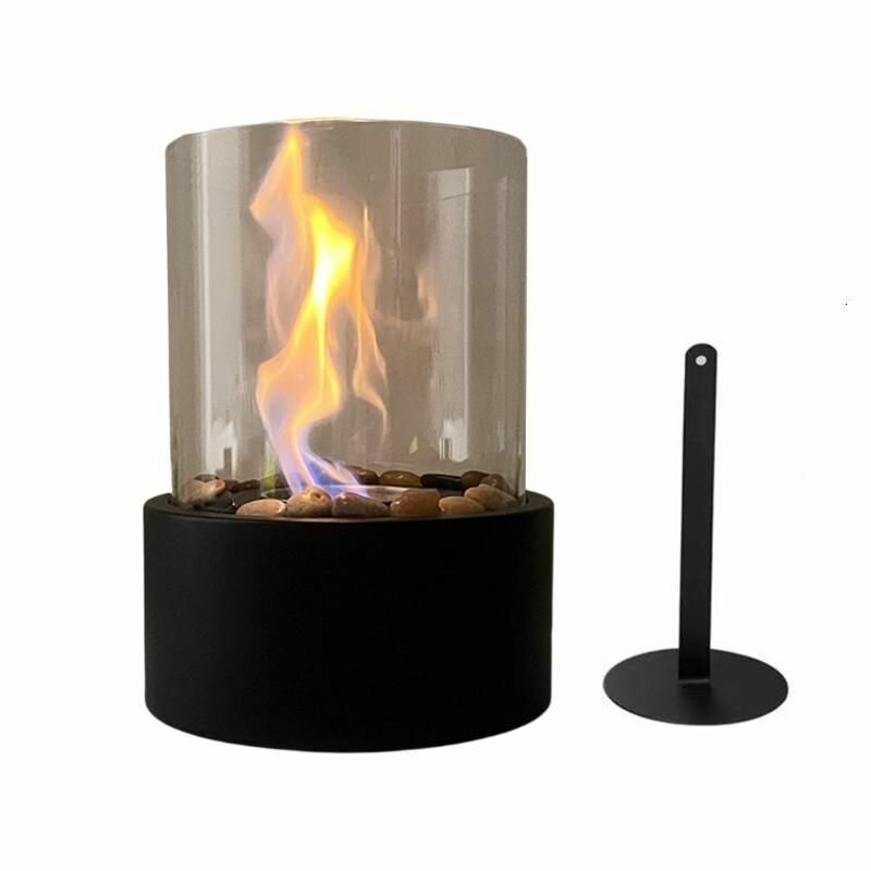 Уличный ландшафтный газовый обогреватель с реальным пламенем Декоративный очаг для сада и двора, Черный - 2