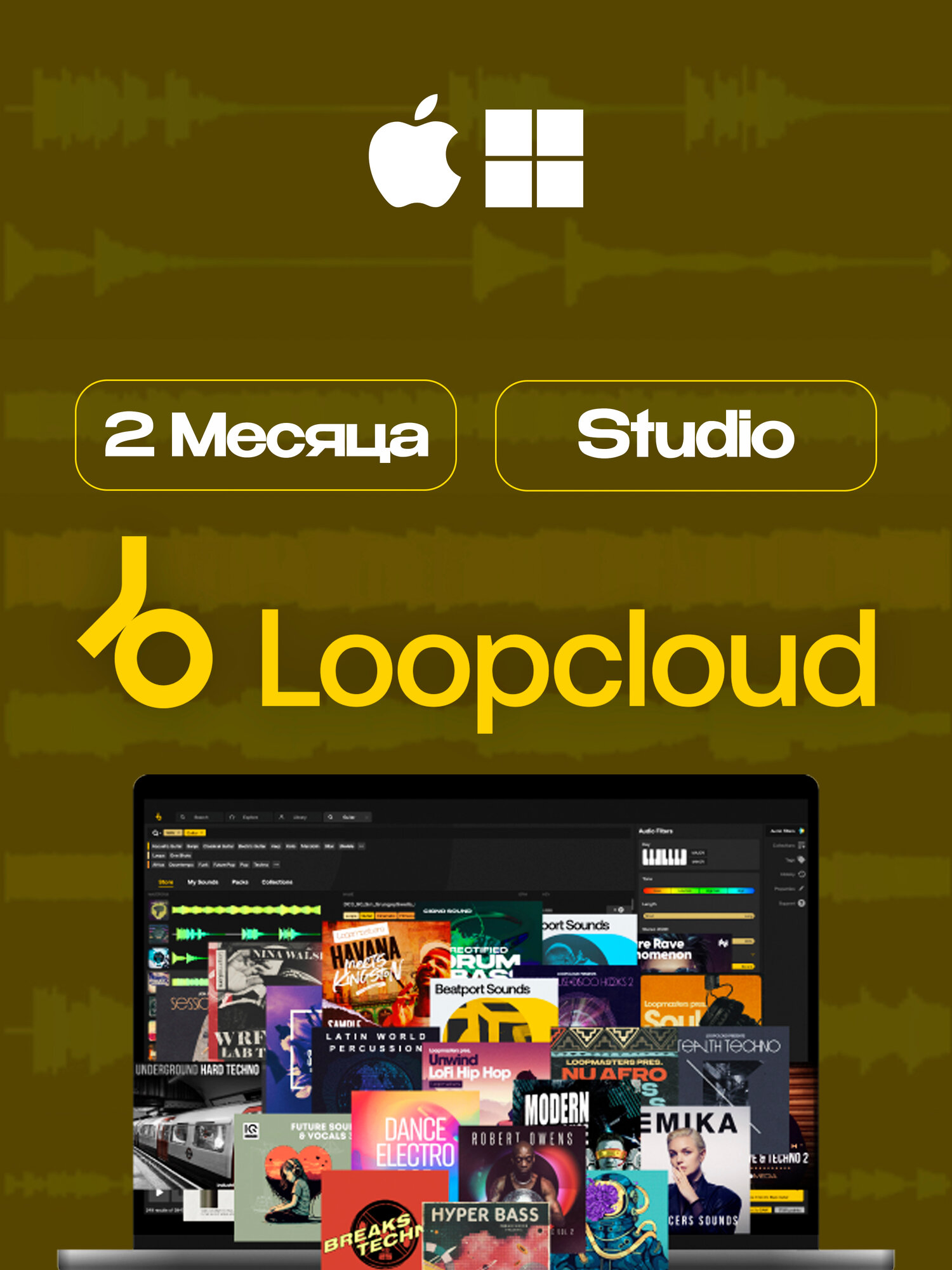 Подписка Loopcloud Studio на 2 месяца, 600 кредитов (Windows & macOS)