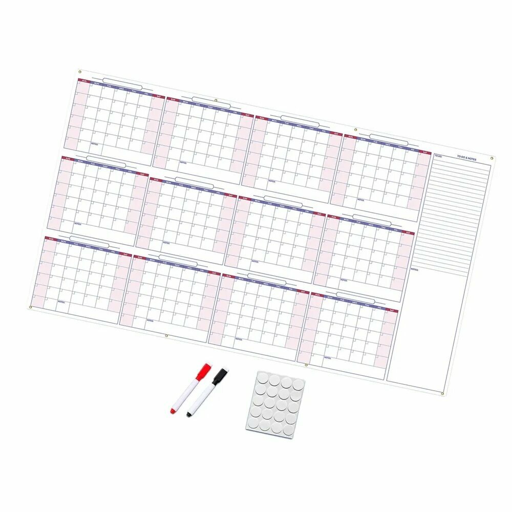 Настенный календарь на 2026 год Годовой планировщик Стираемый весь