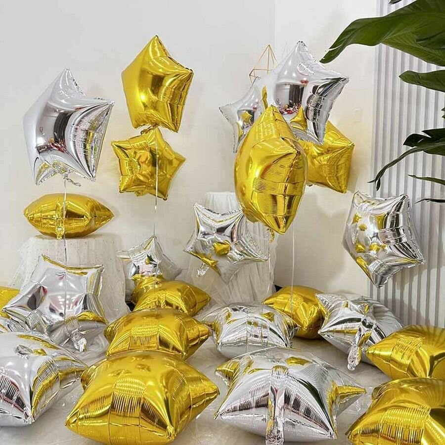 Воздушные фольгированные шары Звезды 20шт 46см