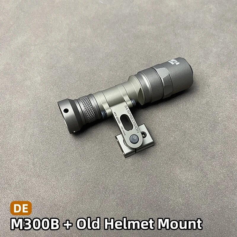 Фонарик M300B + Крепление для шлема, Серый
