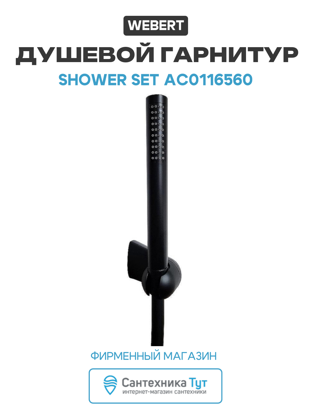 Душевой гарнитур Webert Shower Set AC0116560 Черный матовый на стену