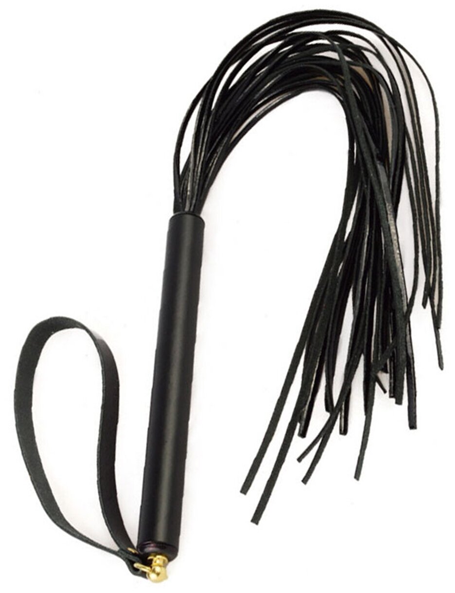 Плетка многохвостая из натуральной лаковой с круглой рукояткой Sitabella 47 см, черная