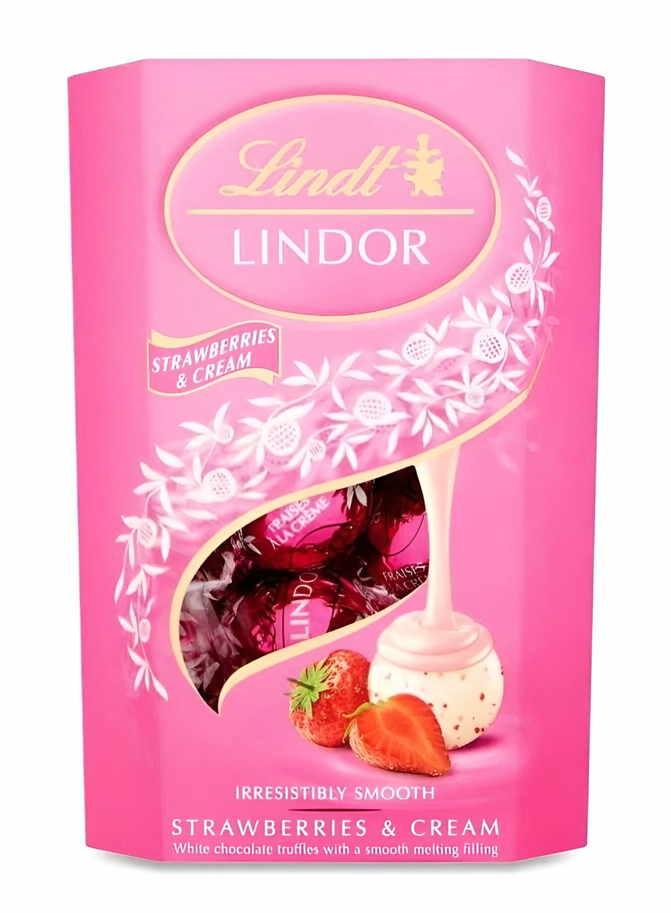 Конфеты шоколадные Lindor Strawberries & Cream (клубника со сливками), 200 гр.