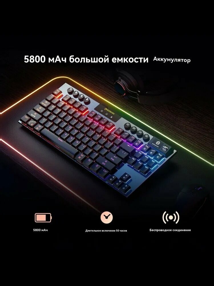 Hexgears Клавиатура беспроводная , (Kailh turbo Silent Red), Английская раскладка, черный матовый