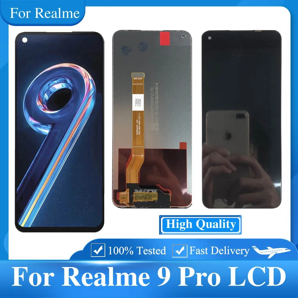 6,6 'высокое качество для Oppo Realme 9 Pro RMX3471 RMX3472 ЖК-дисплей с цифровым преобразователем сенсорного экрана в сборе для Realme 9 Pro ЖК-экран