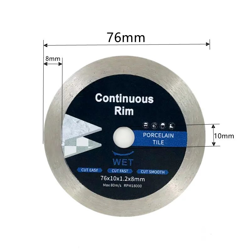 Алмазный диск 76 мм для резки 1/3/5 шт. 1PCS76x10x1.2x8mm B