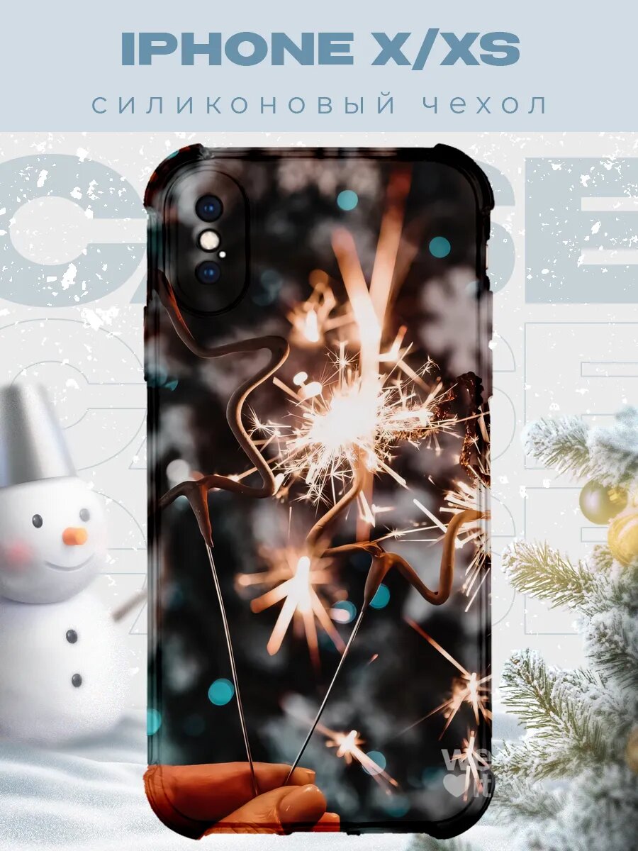 Новогодний чехол для телефона iPhone X/XS елка
