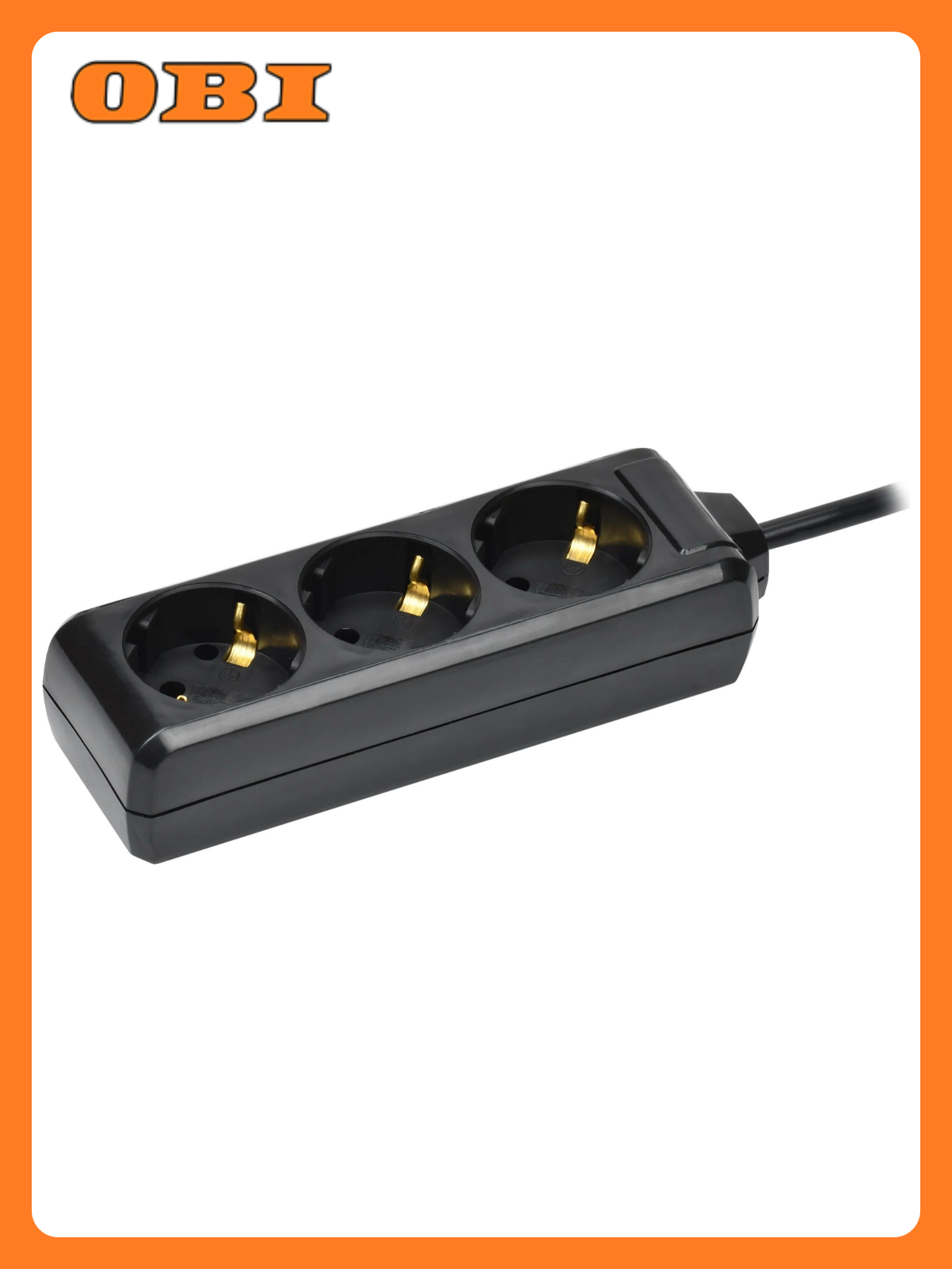 Удлинитель У03 3 места с заземлением 5м 3х1мм2 16А 250В черный IEK