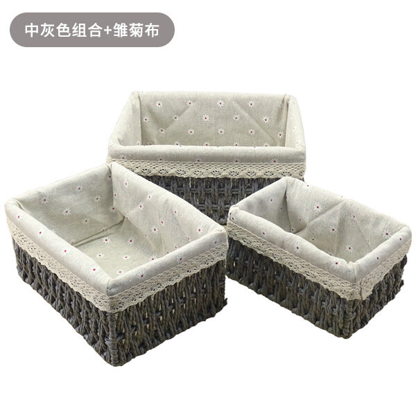 Бумажная веревочная корзина из ротанга Бытовая тканая корзина для хранения Настольная мелочи Отделочная коробка для