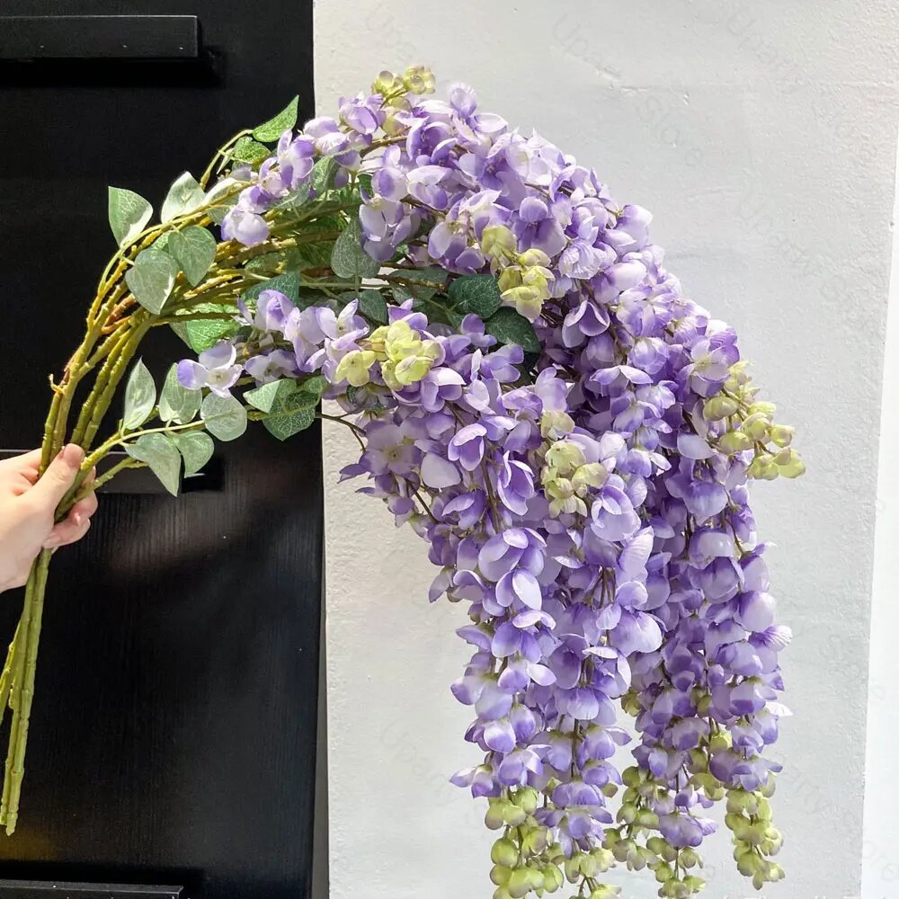 Искусственные цветы глицинии MicroPlush, 3 шт, фиолетовые, белые, Фиолетовый, purple Wisteria