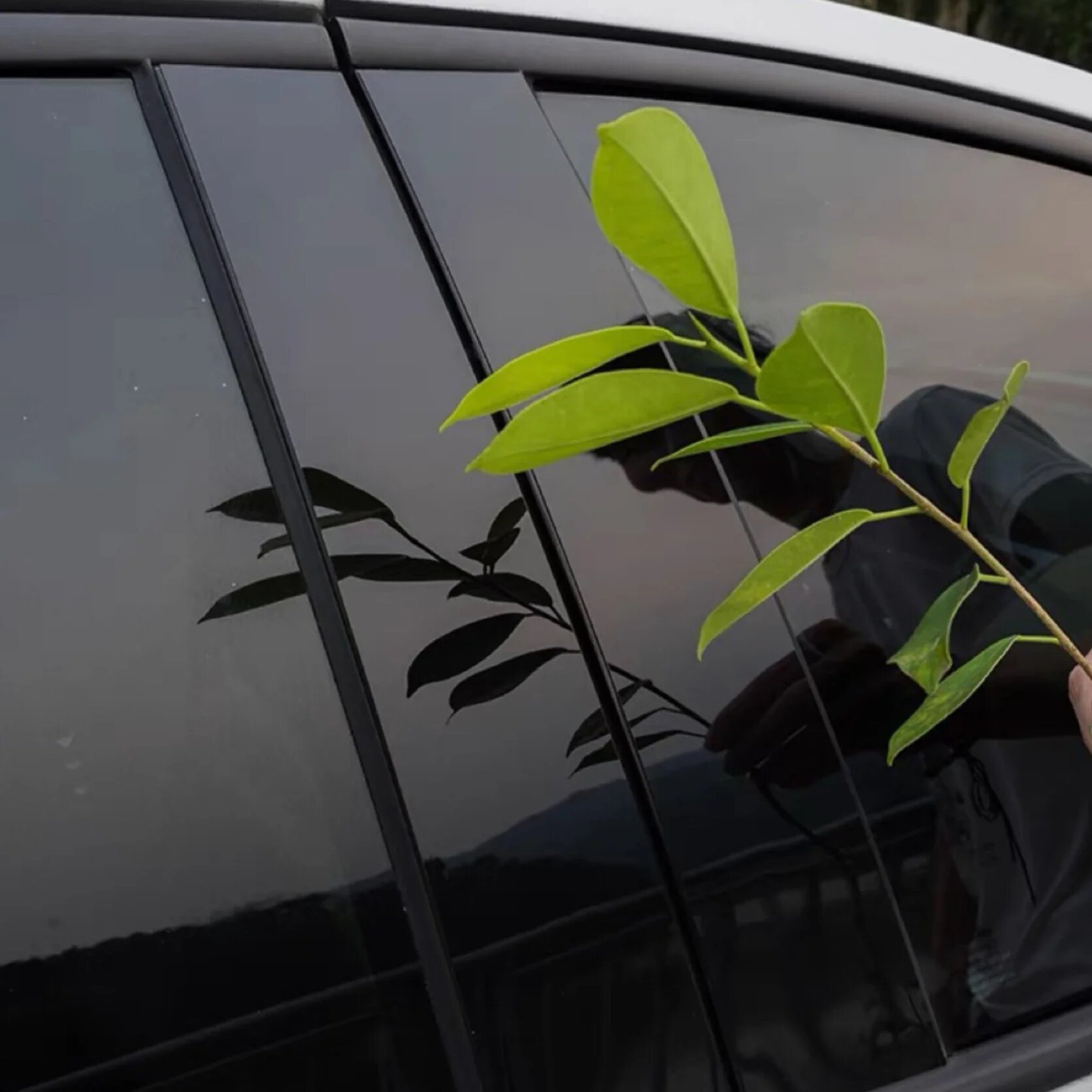 Подходит для Toyota Noah Voxy R90 2022-2023, 6 шт, глянцевые, черные, серебристые, карбоновые, дверные, оконные стойки, наклейки на дверную накладку, наклейки