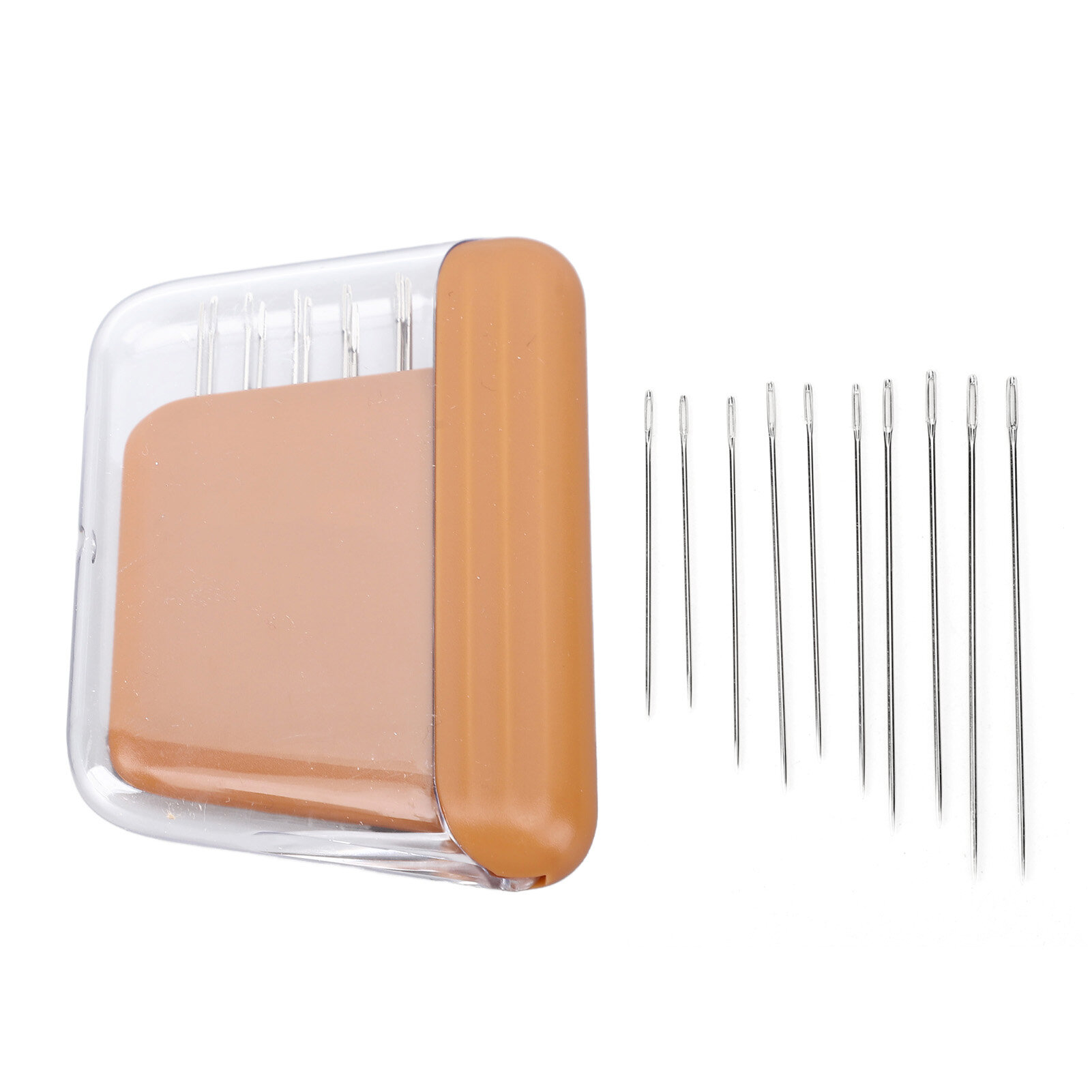 Магнитный футляр для швейных игл, портативный ящик для хранения, 10 игл для работы на открытом воздухе, коричневый.