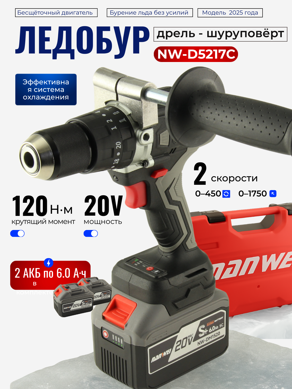 Дрель-шуруповерт NANWEI NW-D5217C