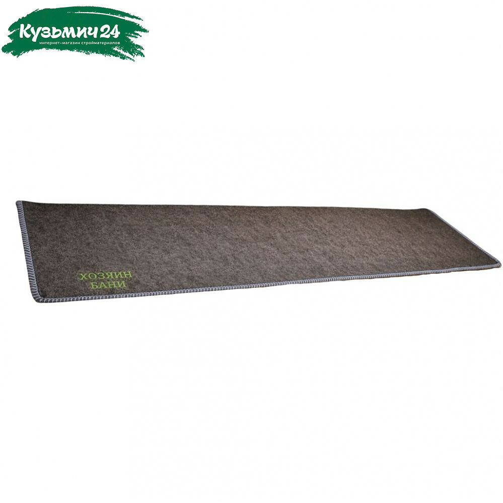 Коврик с кантом, войлок, для бани и сауны, 60х180 см, светло-серый, 1 шт.