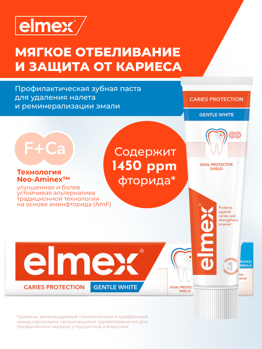 Зубная паста Elmex Caries Protection Gentle White, 75 мл