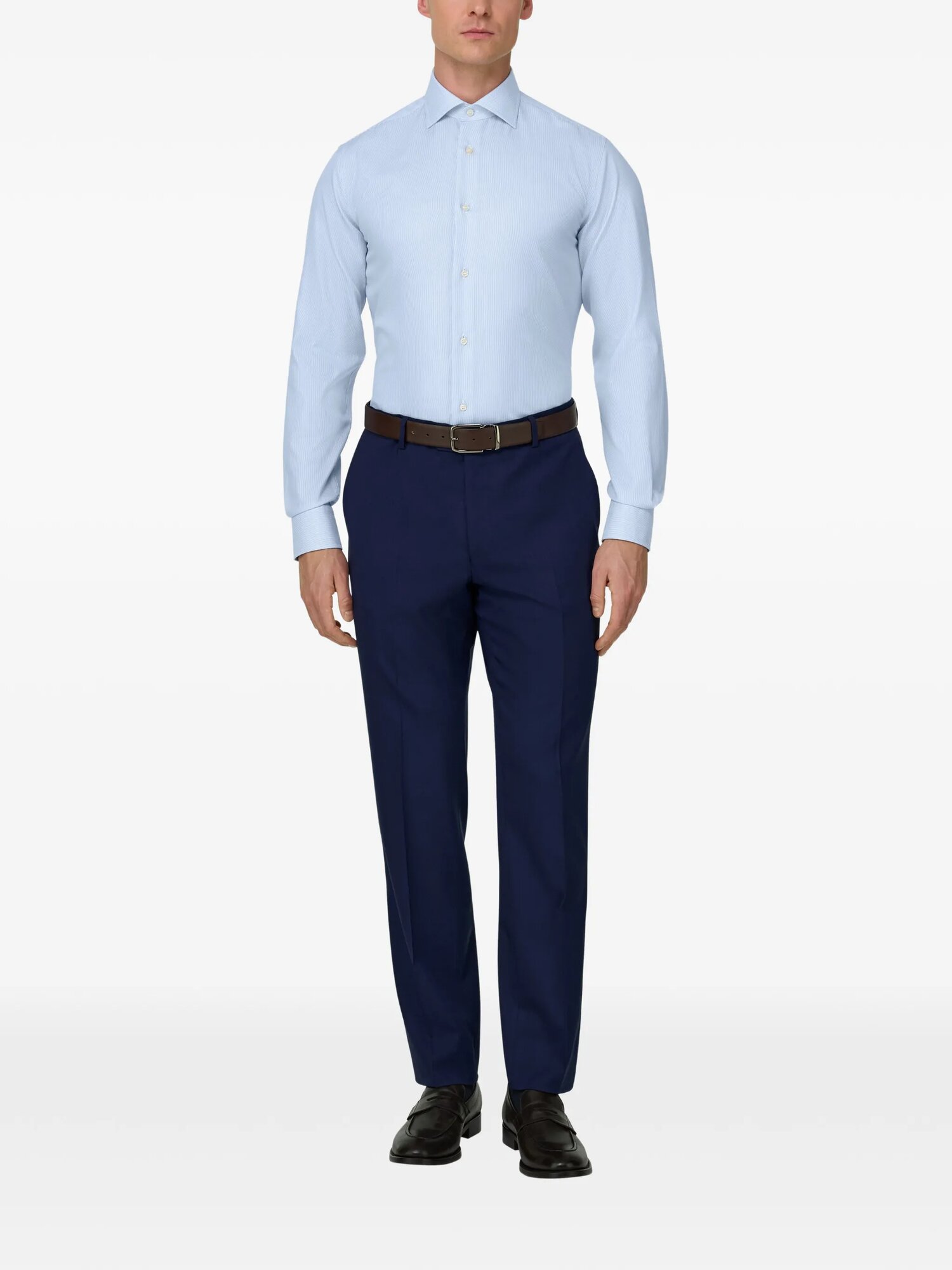 Рубашка Boggi Milano Striped windsor-collar shirt, размер XL, синий — фото 1