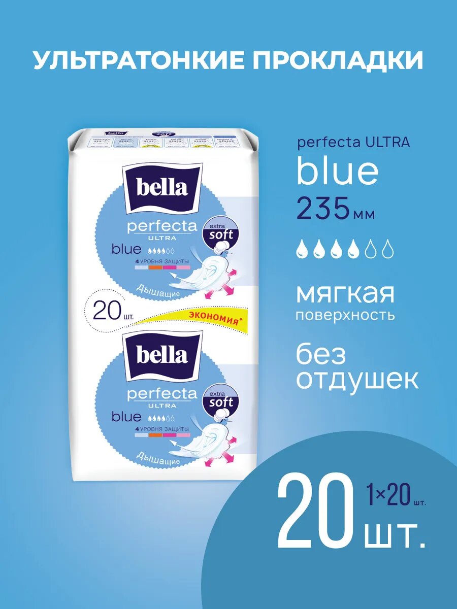 Прокладки женские ультратонкие perfecta Blue 20 шт./ белла