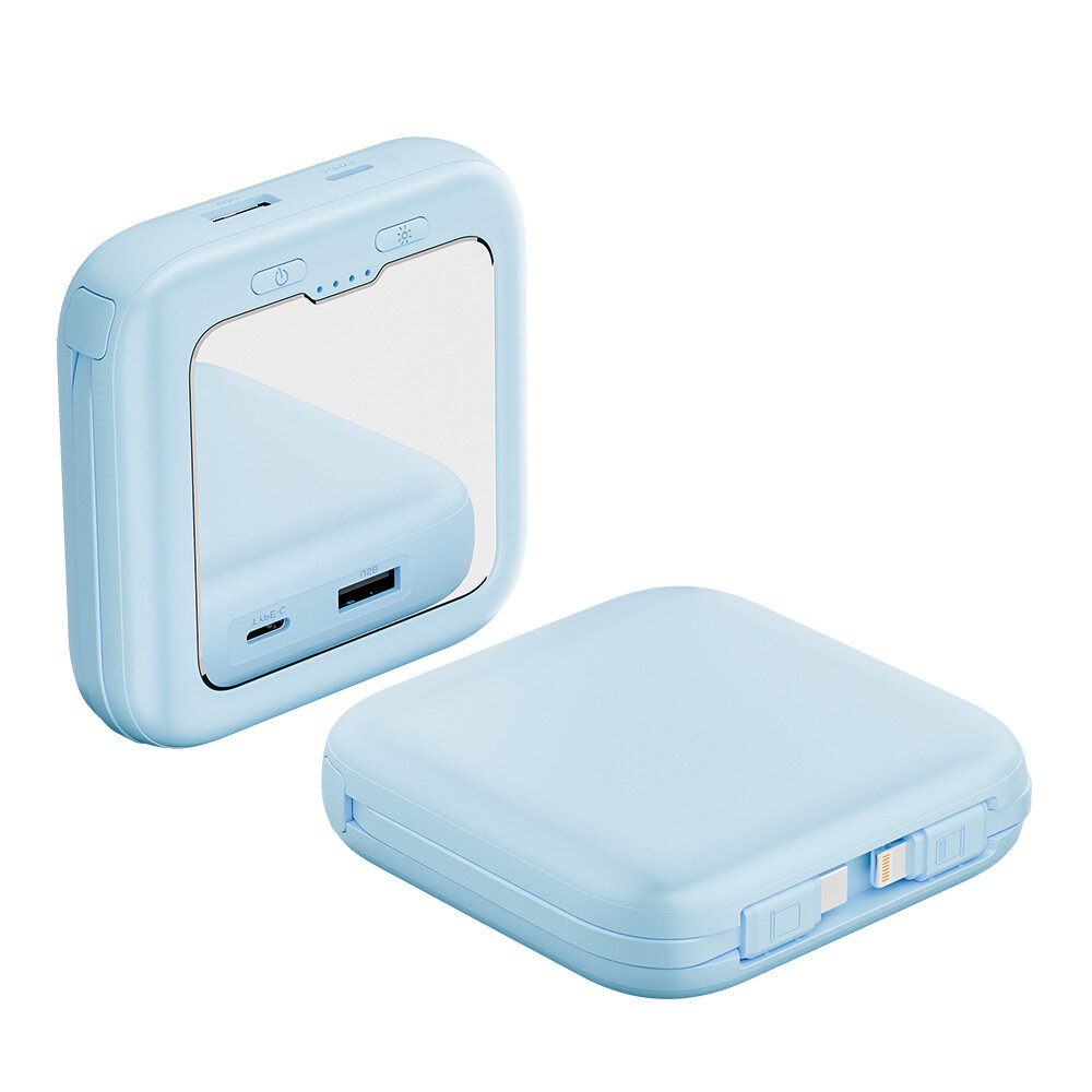 Зеркало для макияжа со встроенным кабелем, мини-павербанк с сертификацией 3C, портативное зарядное устройство с большой емкостью 10000 мАч, подарок