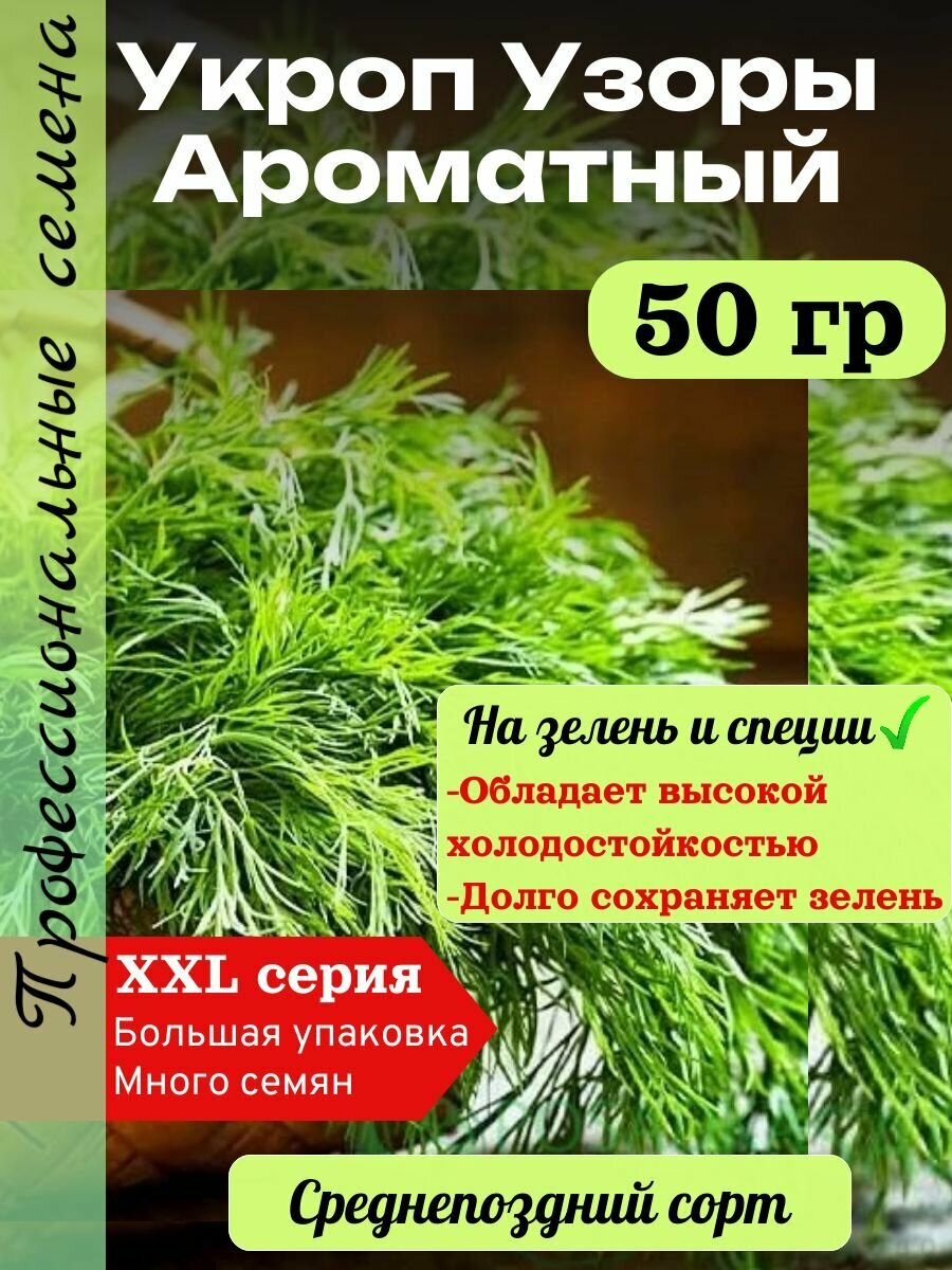 Семена Укроп Узоры Ароматный на зелень и специи 50гр