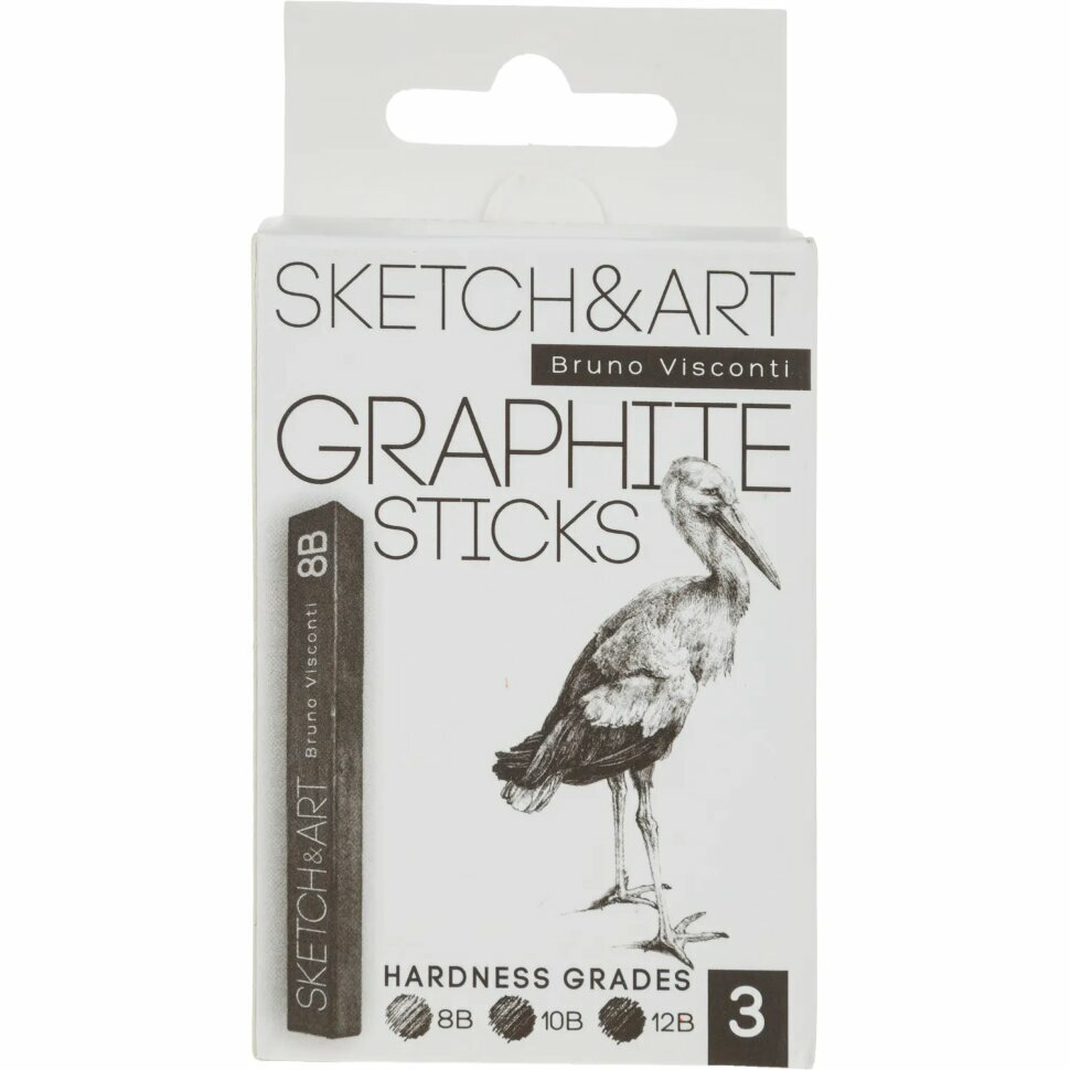 Набор графита прессованного SKETCH&ART 8B,10B,12B черный 3шт/наб 25-004, 1797118