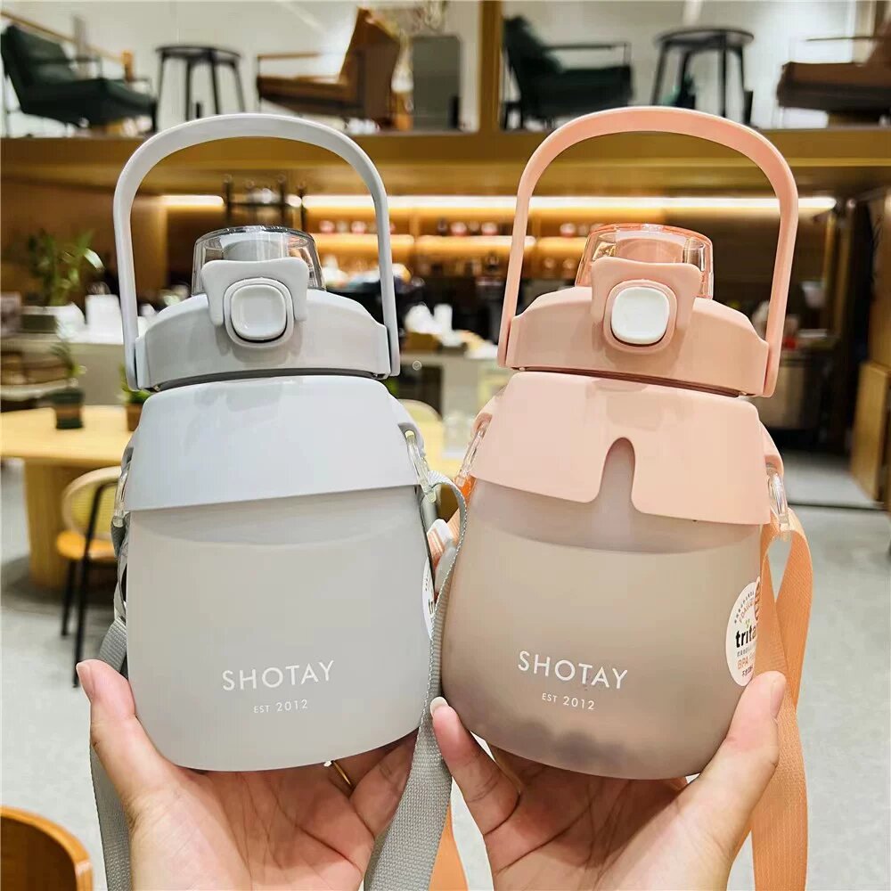 SHOTAY Матовая стеклянная бутылка на 1 л с трубкой для универсального использования, 1000 мл - Зеленый