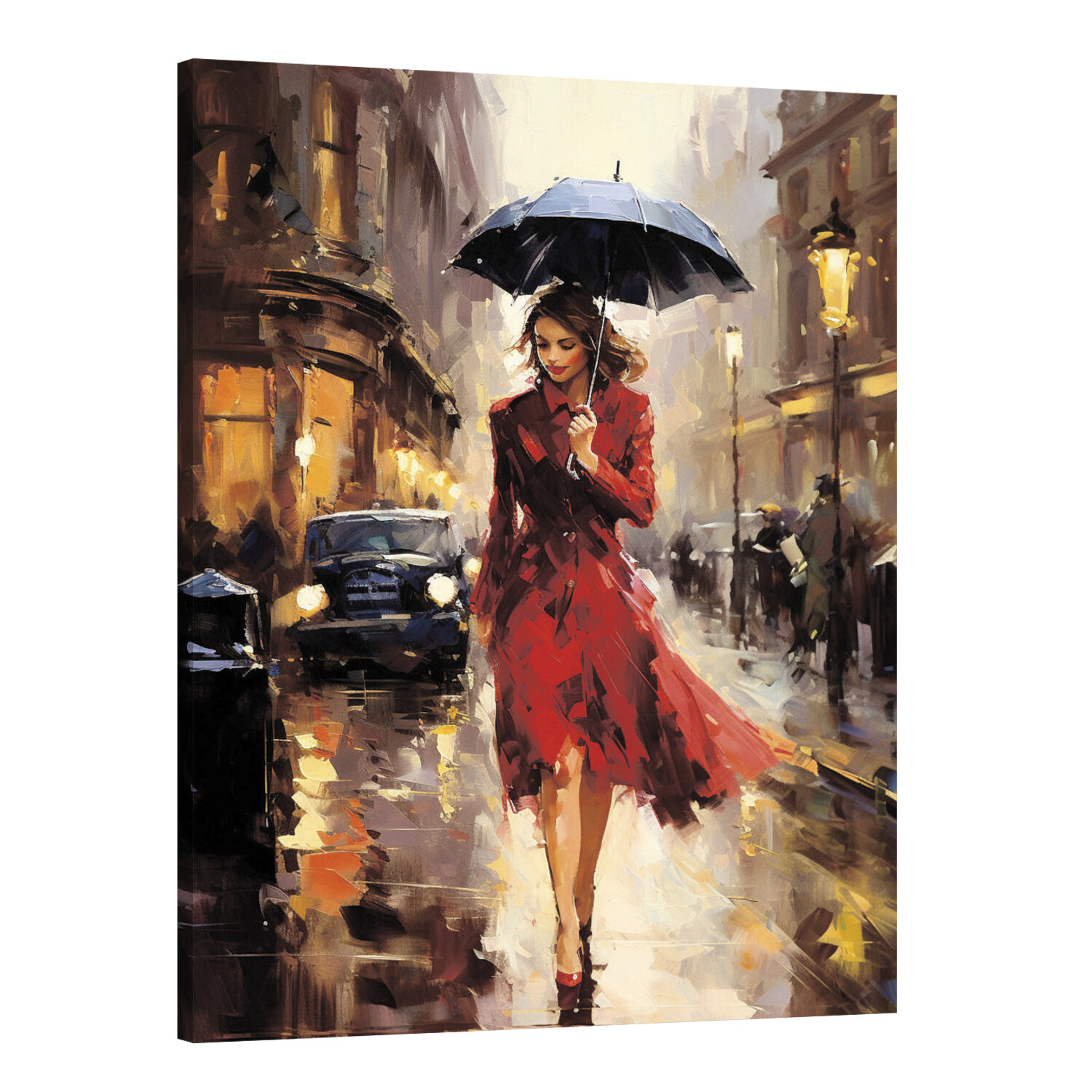 Интерьерная картина 50х70 "Женщина в дождливый день"