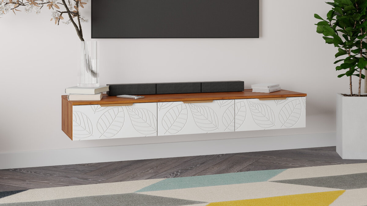 ТВ тумба подвесная Асти-1 Белый для документов для книг для обуви для одежды для посуды 148*22*42