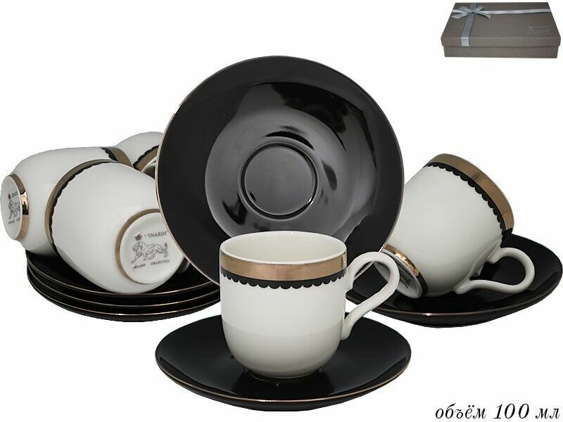 Кофейный набор на 6 персон 12 предметов Lenardi 100мл, фарфор