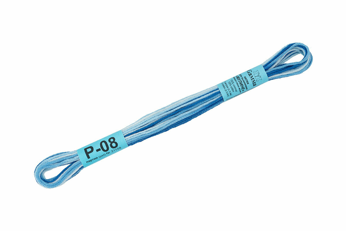 Мулине "Gamma" меланж 100% хлопок 8 м Р-08 небесный-бл. голубой