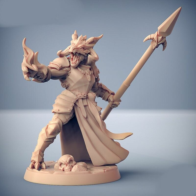 Рыцарь Драконорождённый (40мм), Людоящер. Воин Паладин, Варвар, Файтер миниатюра для DnD (ДнД) и других Настольных игр (НРИ, Варгеймов или РПГ), фентези тематика