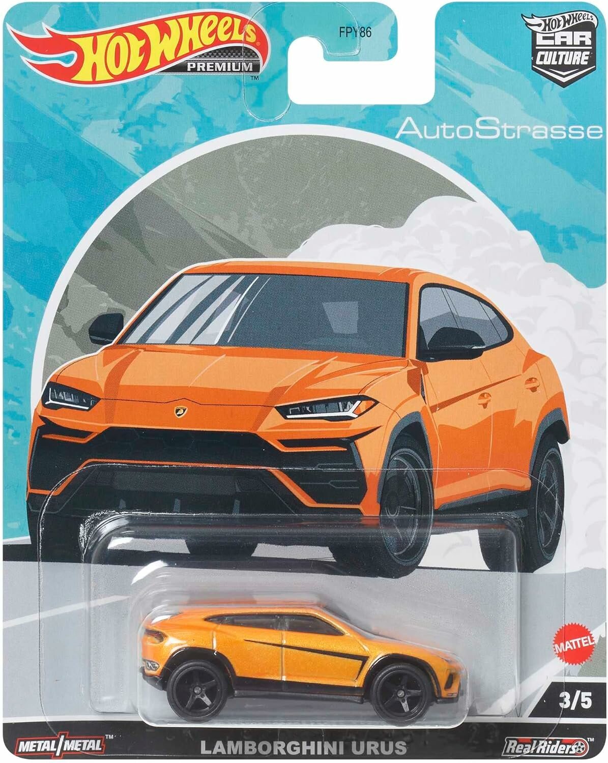 Коллекционная Premium машинка Hot Wheels Lamborghini Urus Arancio Borealis (коллекция Car Culture 2022, серия AutoStrasse, 3/5)