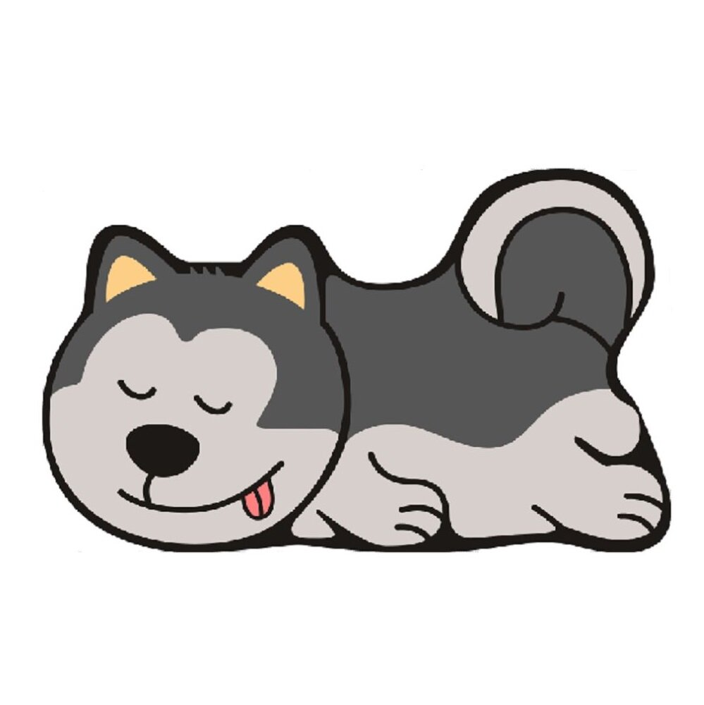 Коврик Kindora DH-110 "Спящий Хаски", прикроватный, искусственный мех, серый, 60х110см