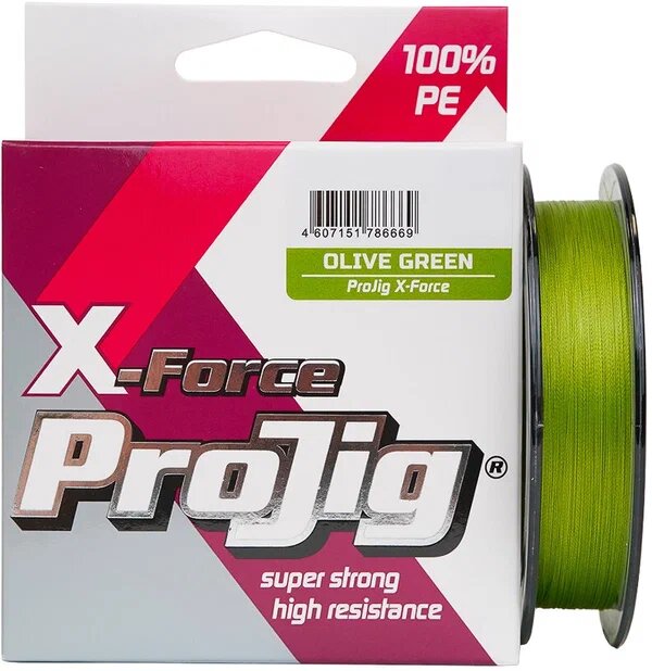 Плетеный шнур ProJig X-Force, 0.10 мм, 6.0 кг, 100 м, хаки