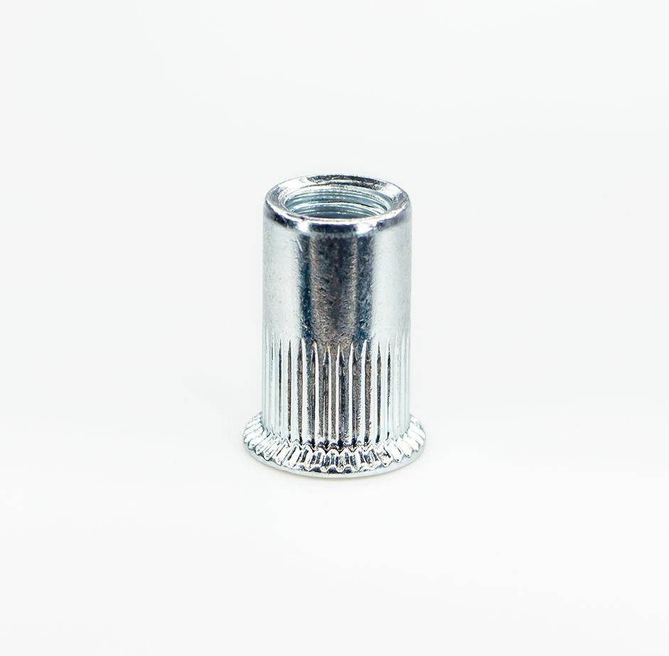 Заклепка гаечная М10 цилиндрическая с насечкой, потайной бурт, оцинкованная сталь 10шт