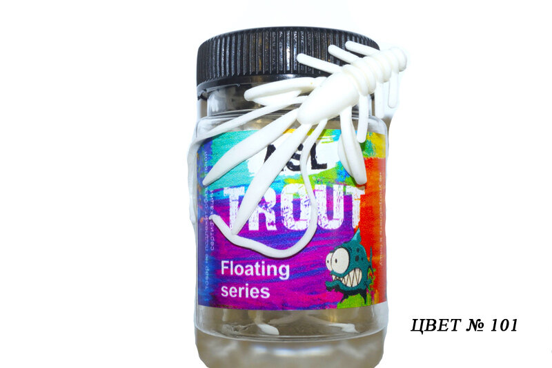 Силиконовая приманка ASL на форель "Нимфа", цвет №101, L- 3см (1.2"), 10шт/уп