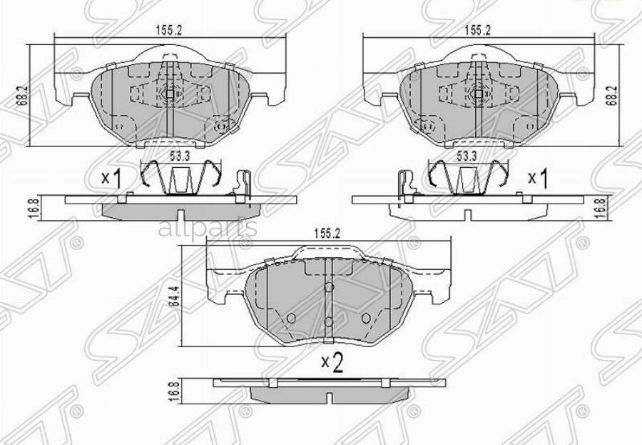 SAT ST-45022-SEA-E01 Колодки тормозные (Спереди) Honda Accord 02-20