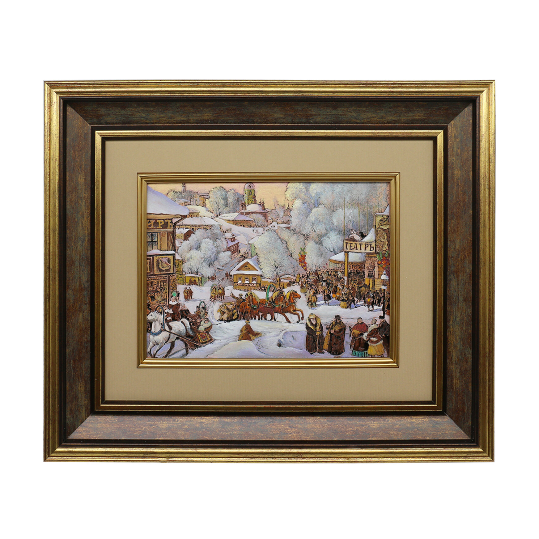 Гравюра на меди Масленица. Народные гуляния, 37х31,5см / 27,5х21,5 (27678)