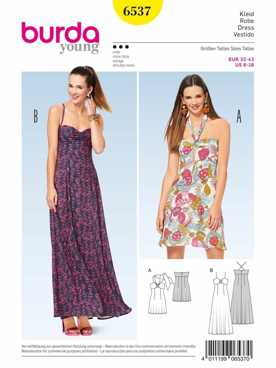 Выкройка Burda 6537 Платье-Сарафан
