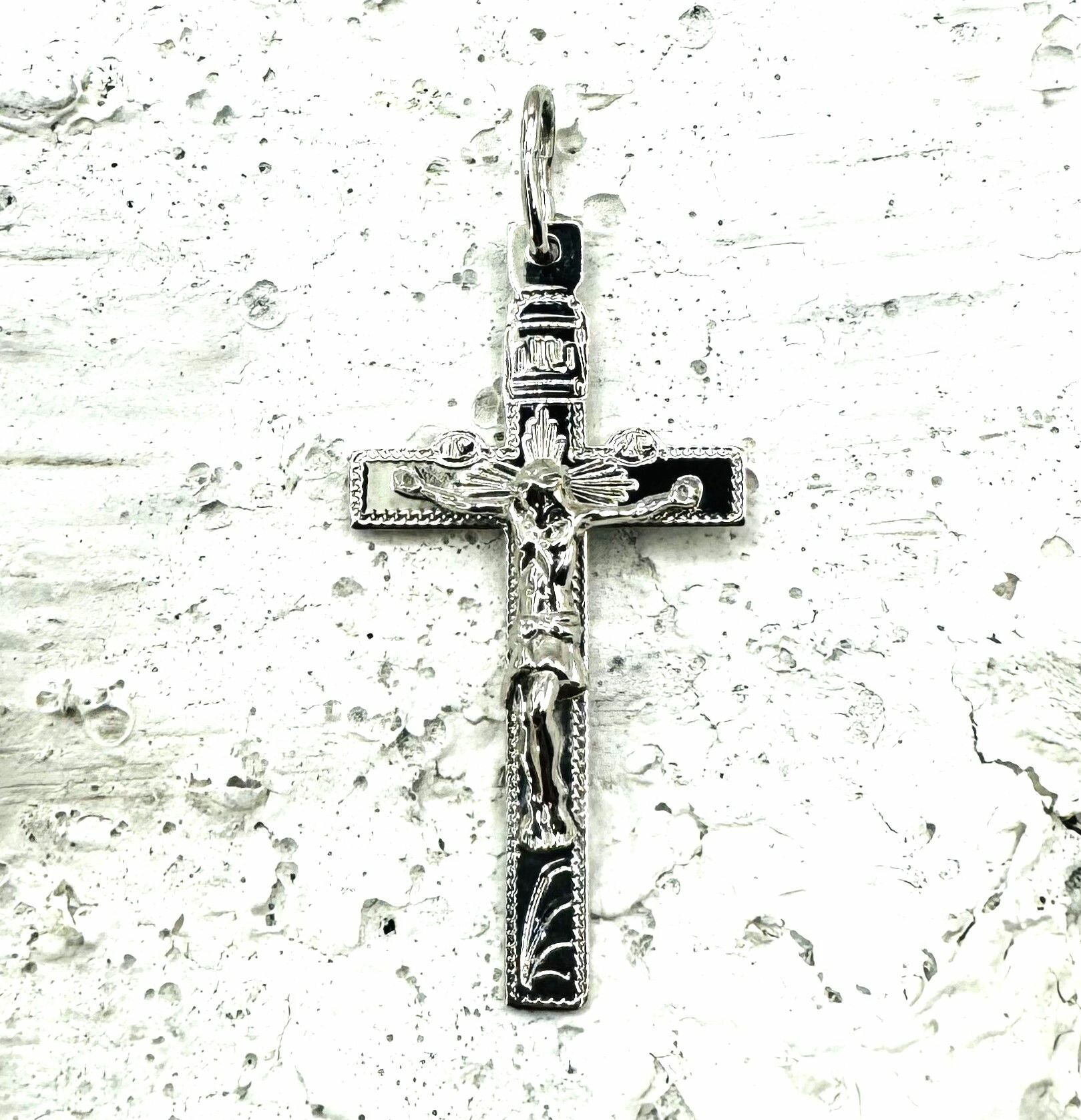 Крестик, серебро, 925 проба, родирование