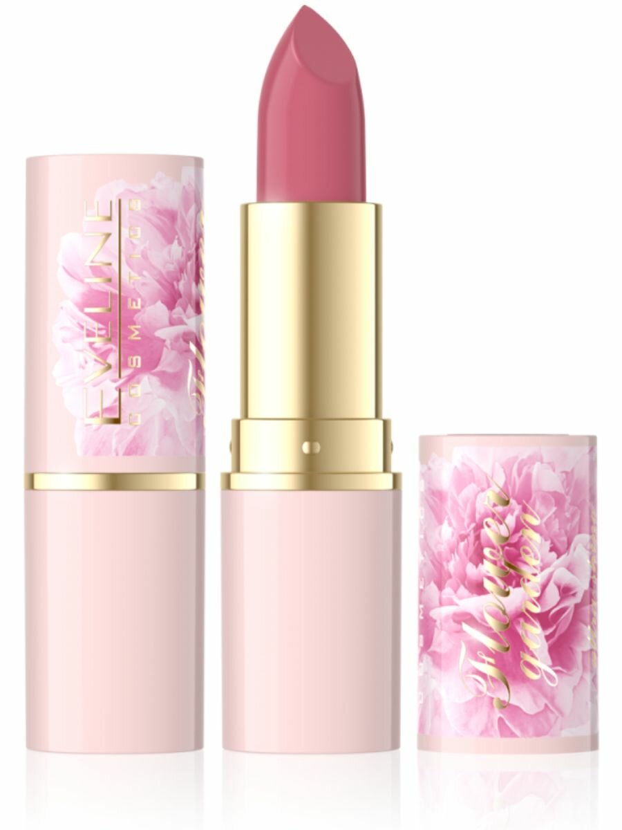 Помада для губ ухаживающая EVELINE FLOWER GARDEN стойкая, тон 01