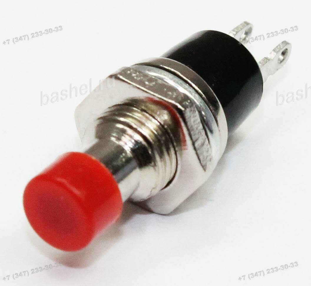 Кнопка PBS-10B-2 мини, б/ф, мет, красная